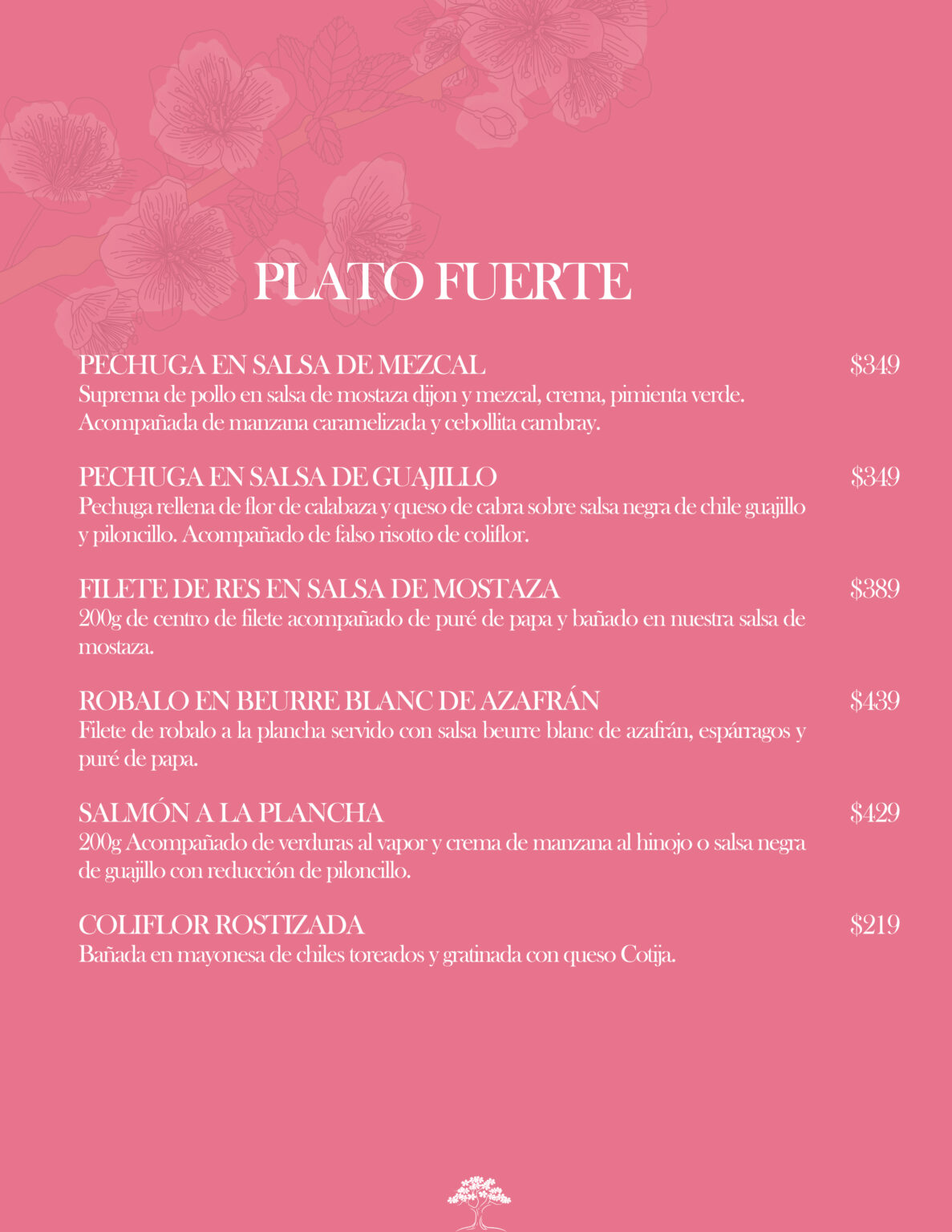 Menú de Comidas y Cenas – Pink Restaurante Coyoacán